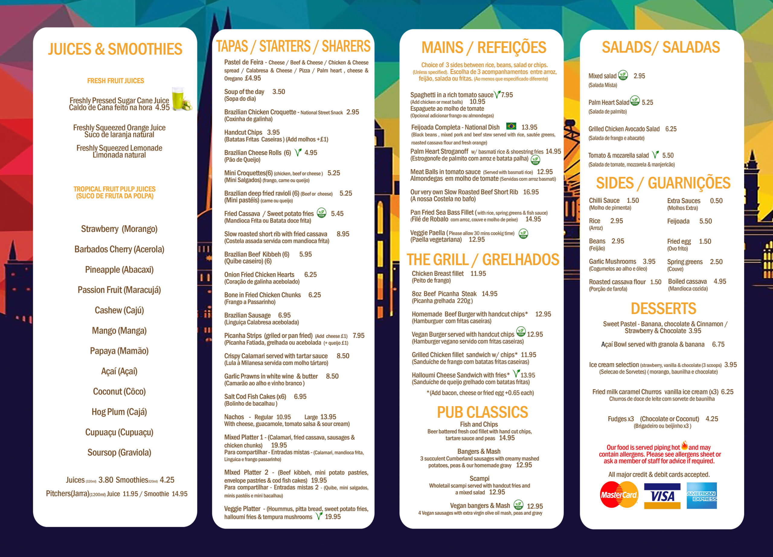 Menus - Tia Maria Bar & Kitchen